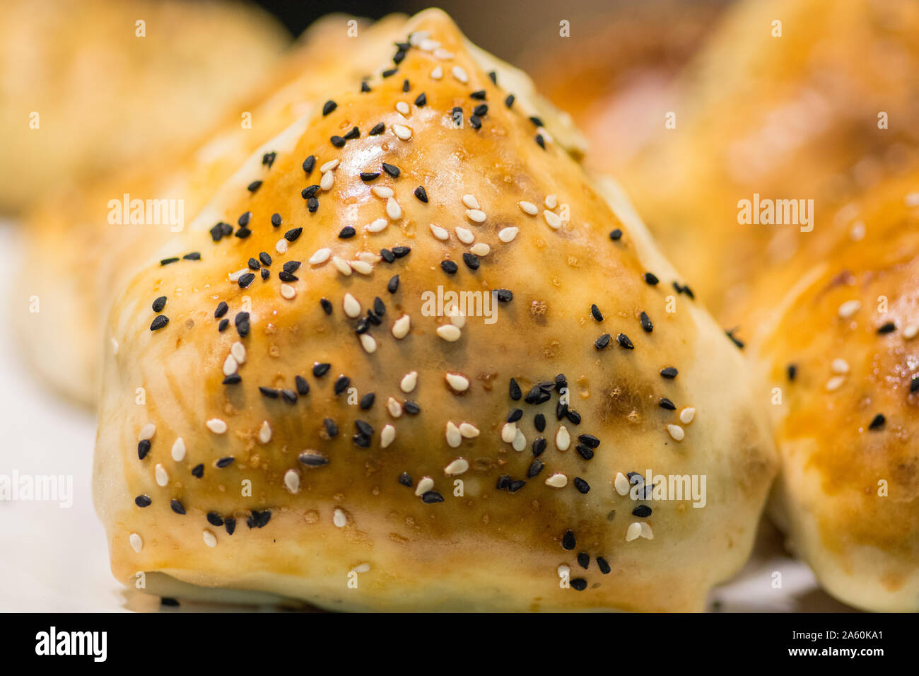 Bukharian (Uzbek) traditional pastries, stuffed with lamb meet and ...