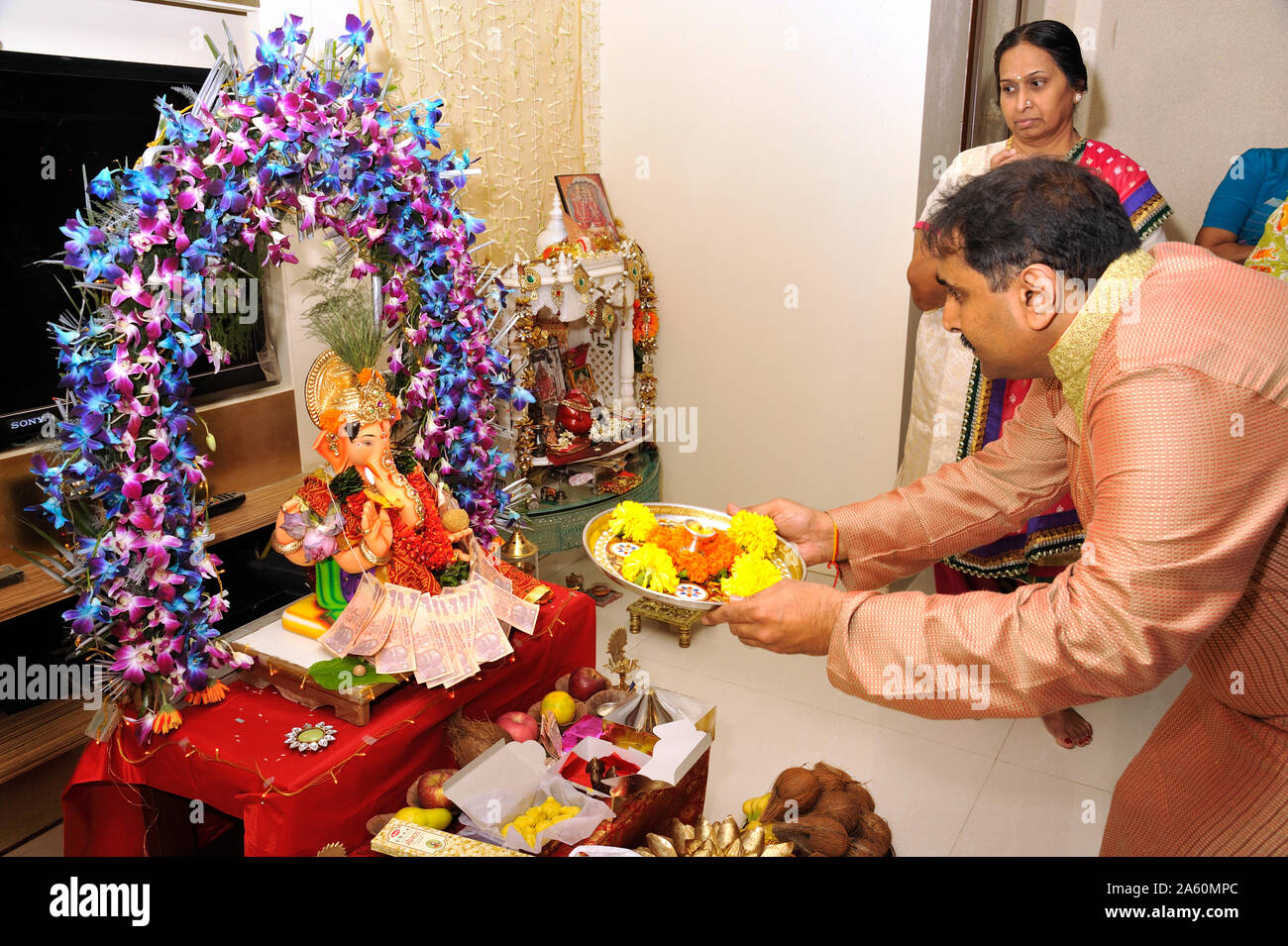 Mumbai, Maharashtra, India, Southeast Asia : Ganpati festival; Idol of ...