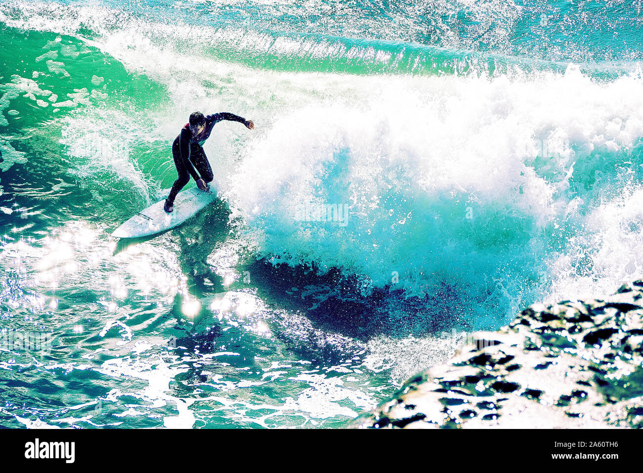 Surfing at Santa Cruz California USA Stock Photo - Alamy