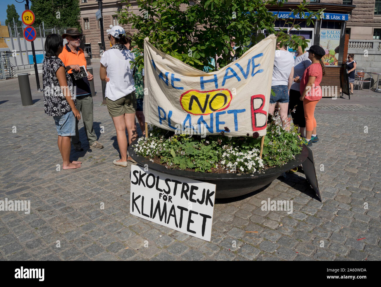 Swedish environmental activists protesting outside the Swedish ...