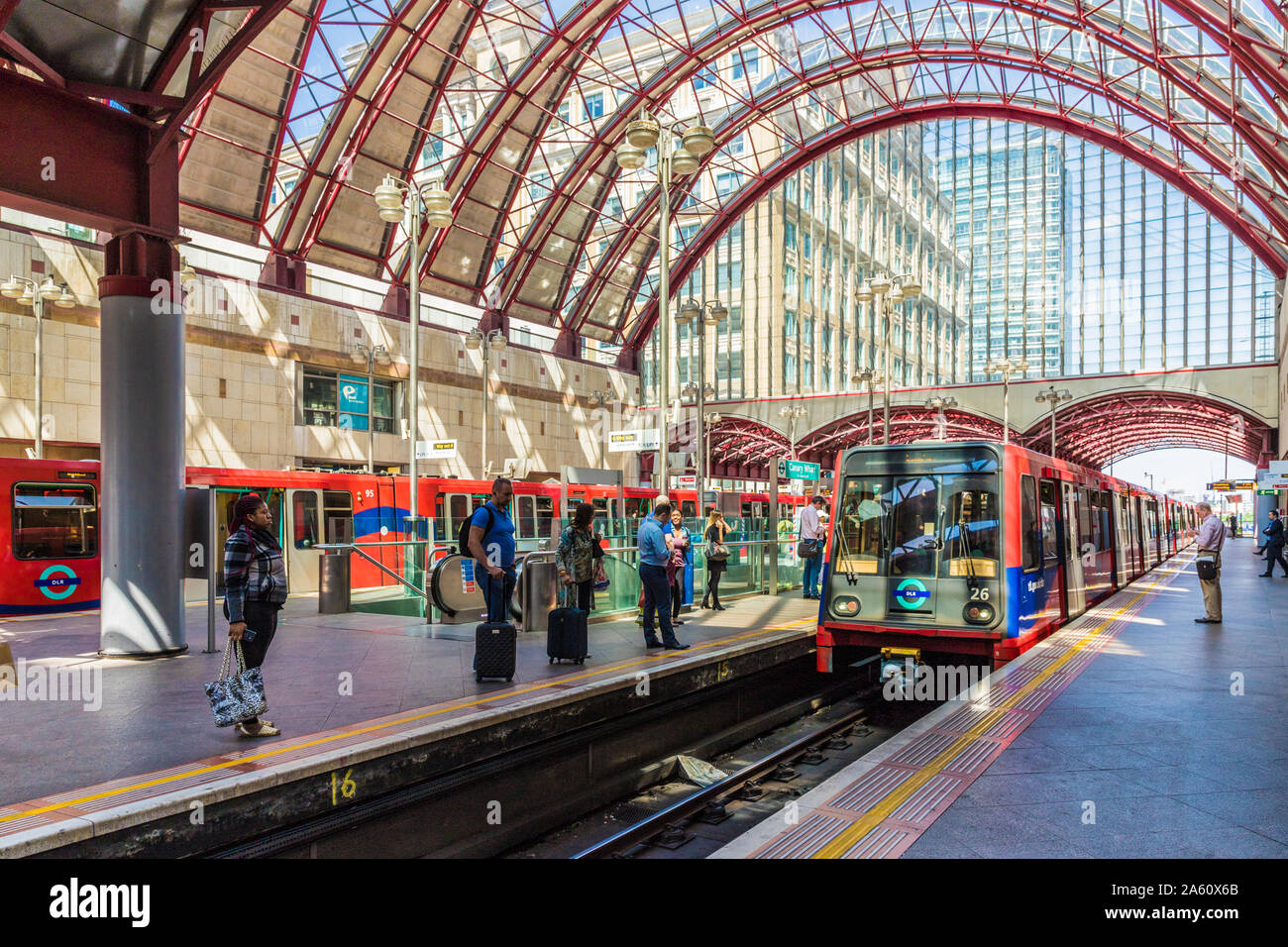 Canary Wharf DLR train station in Canary Wharf, Docklands, London ...