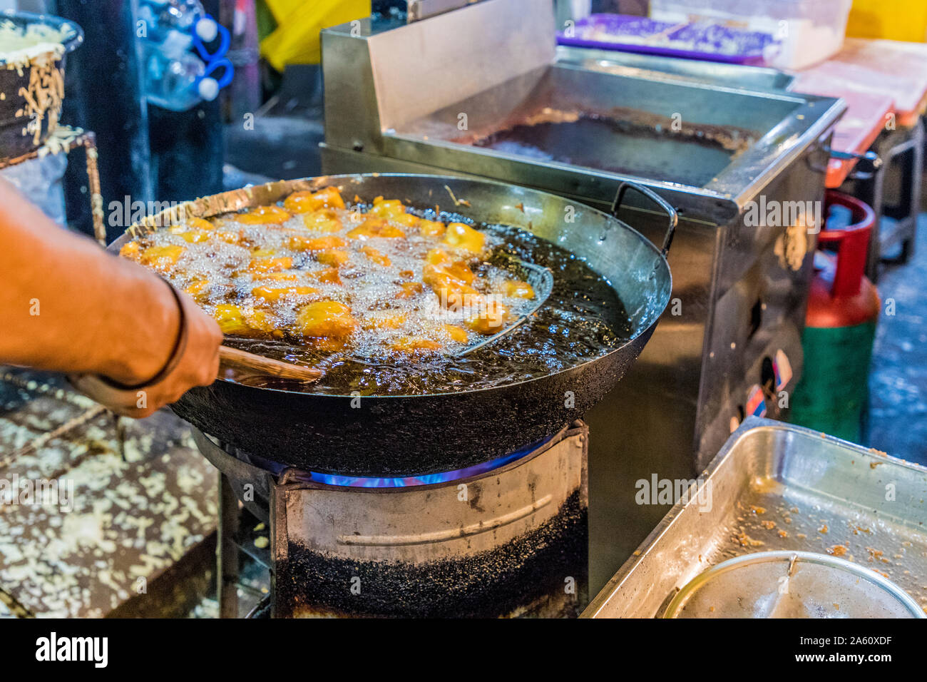 Fried durian in Jalan Alor Night Food Market in Kuala Lumpur, Malaysia ...