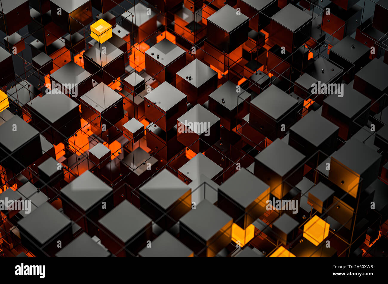 Abstract structures of illuminated cubes Stock Photo - Alamy