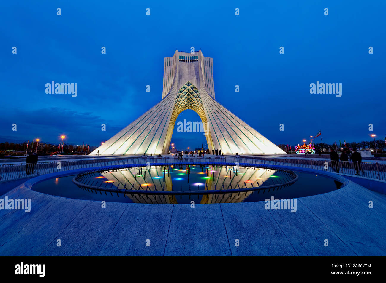 Azadi Tower (Freedom Monument) and cultural complex reflecting in a ...
