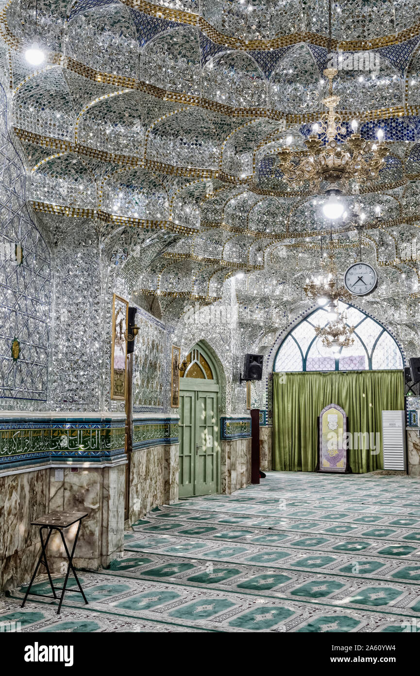Emamzadeh Zeyd Mausoleum, entrance hall decorated with mirrors, Tehran ...