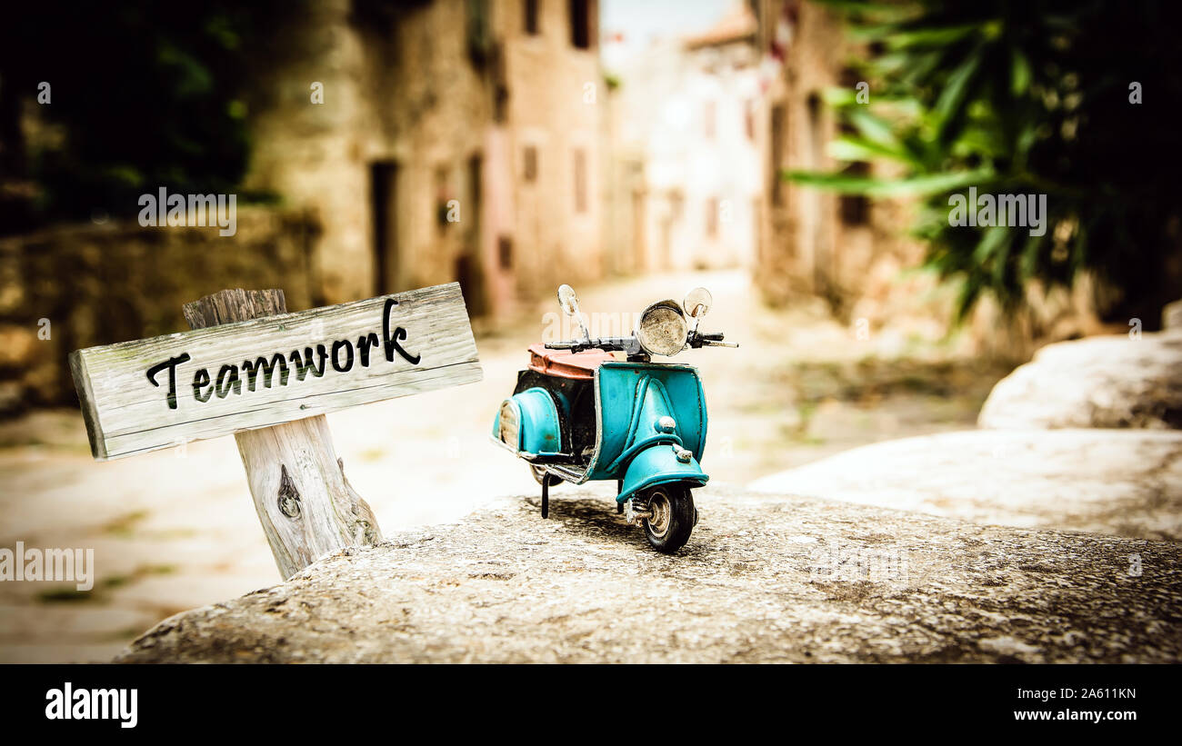 Street Sign the Direction Way to Teamwork Stock Photo - Alamy