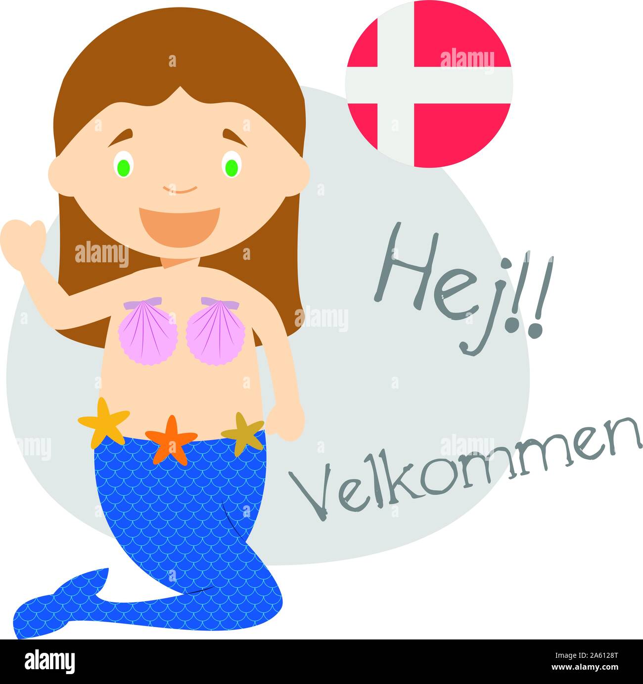 Vector illustration of cartoon character saying hello and welcome in ...