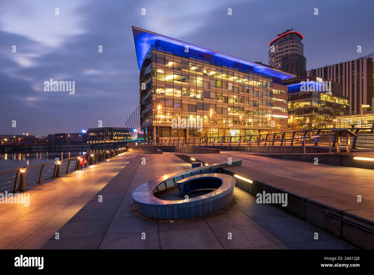 MediaCity UK with BBC building, Salford Quays, Manchester, England ...
