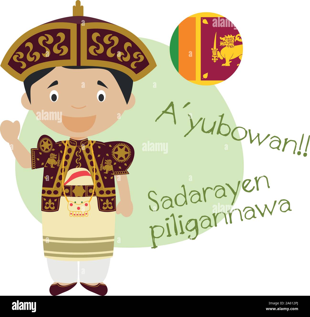 Vector illustration of cartoon character saying hello and welcome in ...