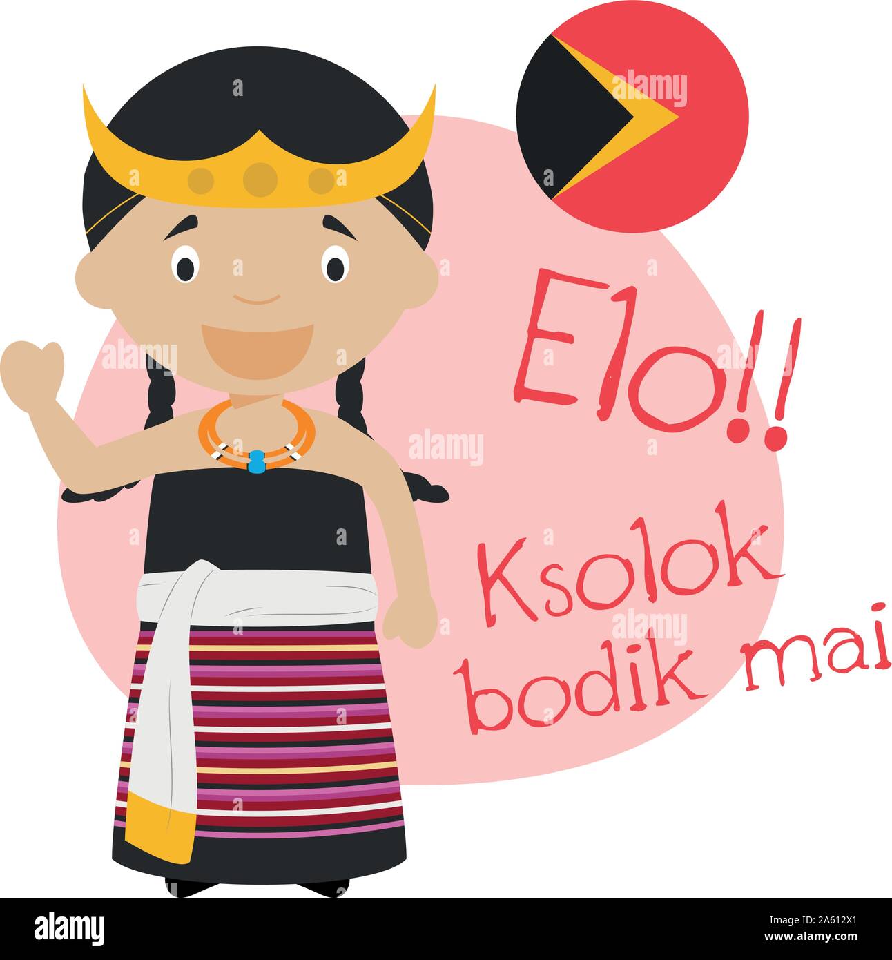 Vector illustration of cartoon character saying hello and welcome in ...