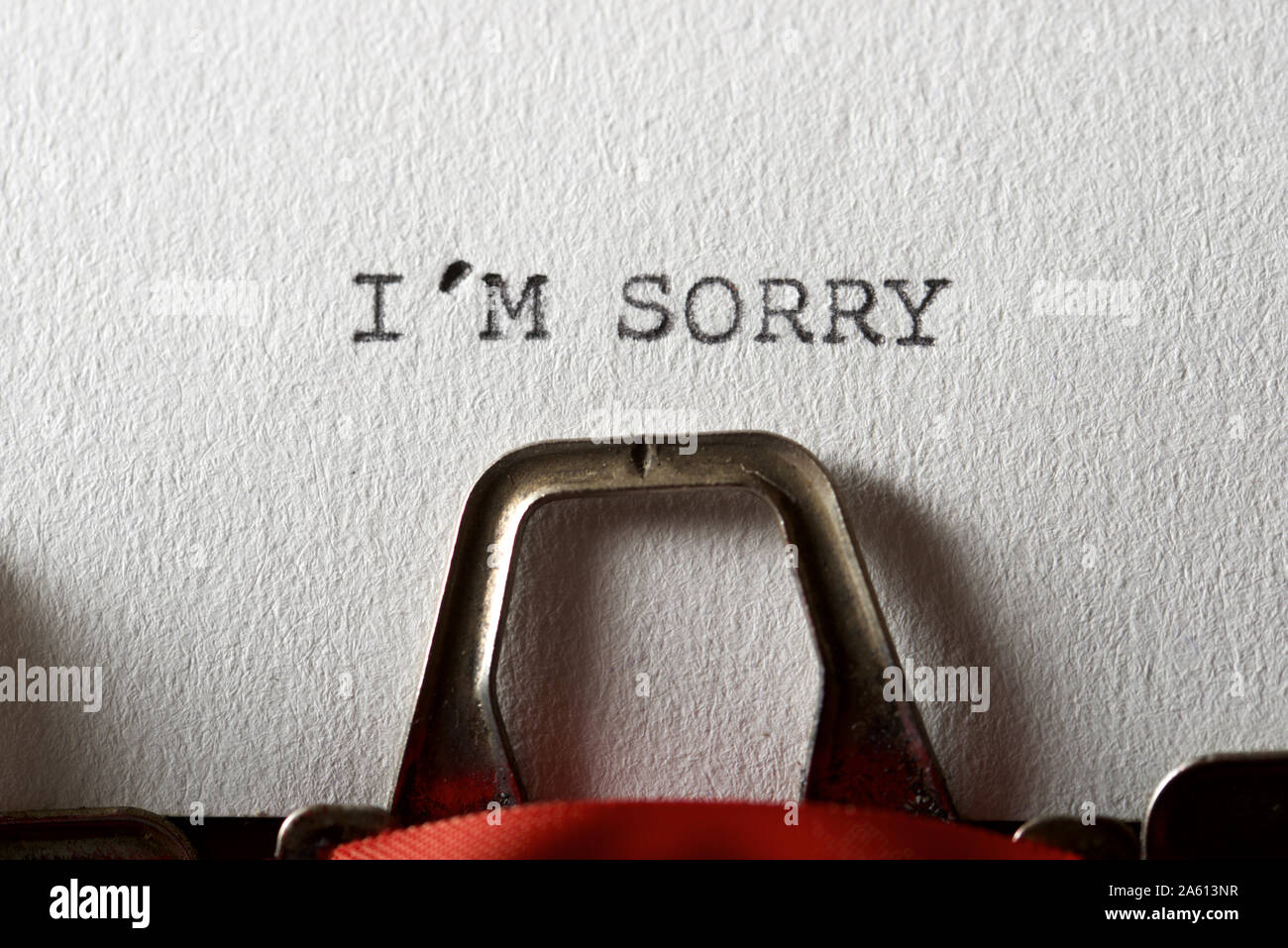 The sentence, Y´m sorry, written with a typewriter Stock Photo - Alamy