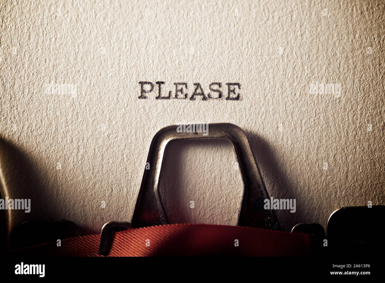 The word, Please, written with a typewriter Stock Photo - Alamy