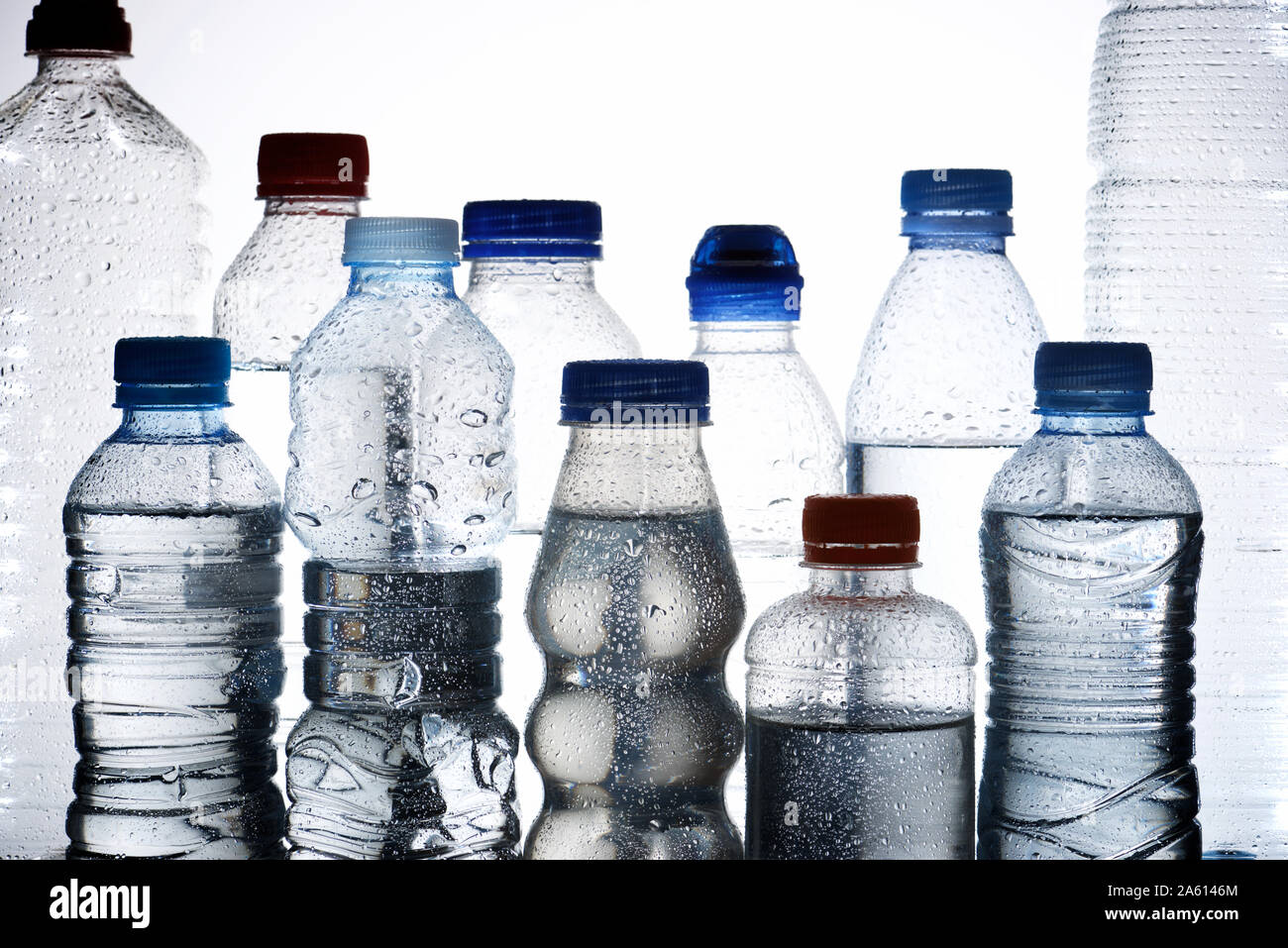 Water bottles and white background Stock Photo - Alamy