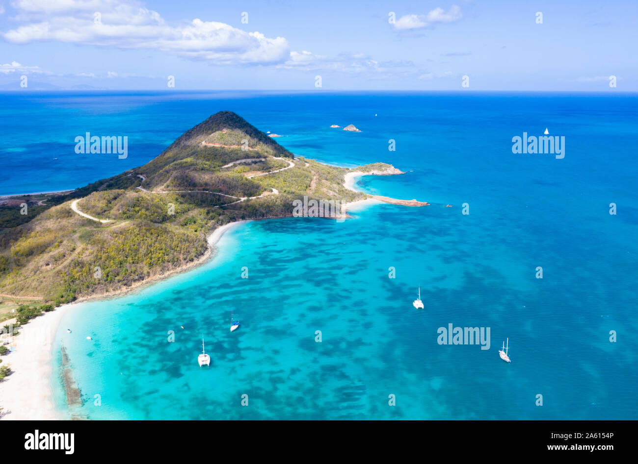 Aerial view by drone of Hermitage Bay and Pearns Point, Antigua ...