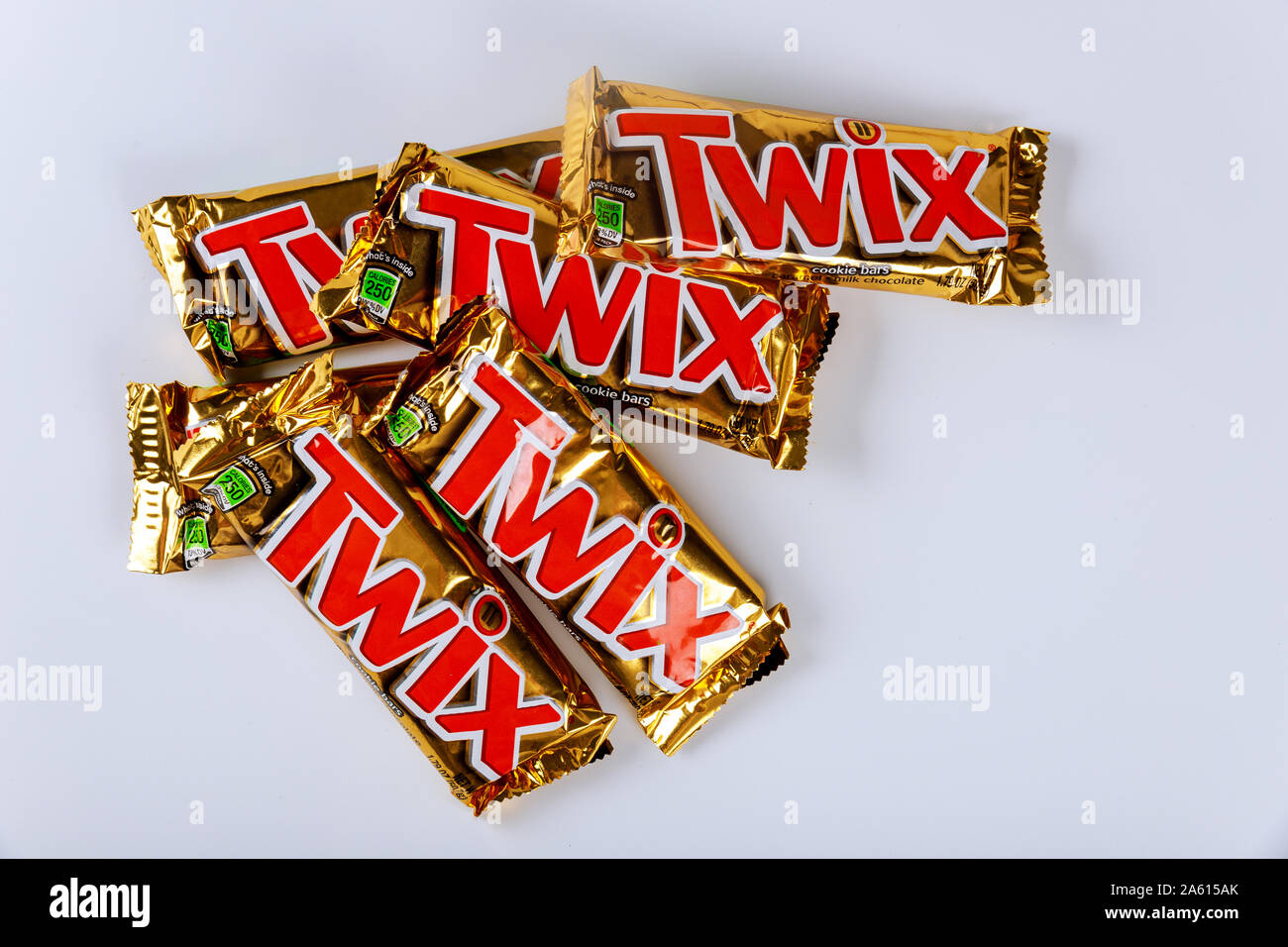 OCTOBER 22 2019 NY USA: Twix is a chocolate bar consisting of biscuit ...
