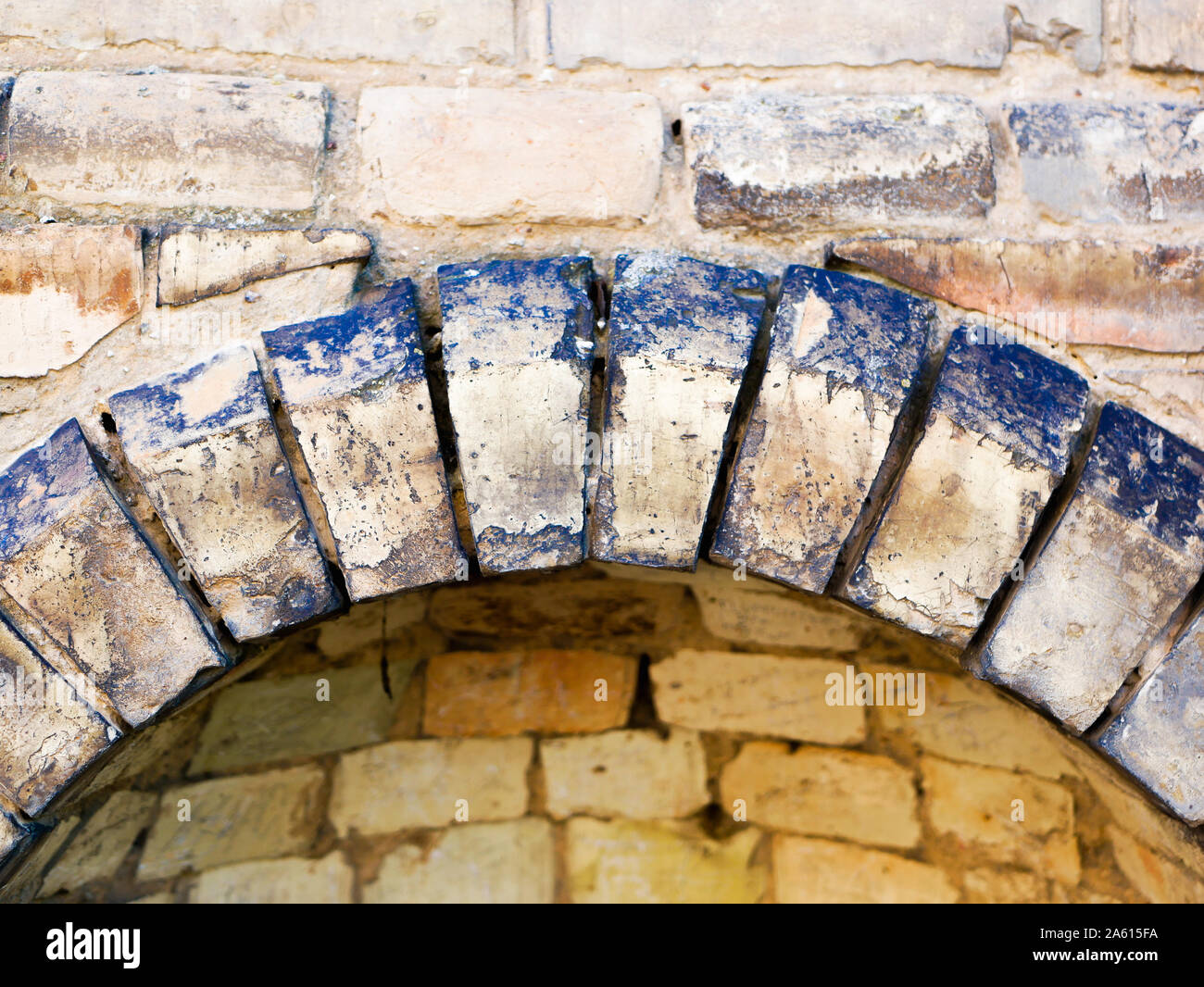 rounded old brickwork. Fragment of brickwork in the monastery Stock ...