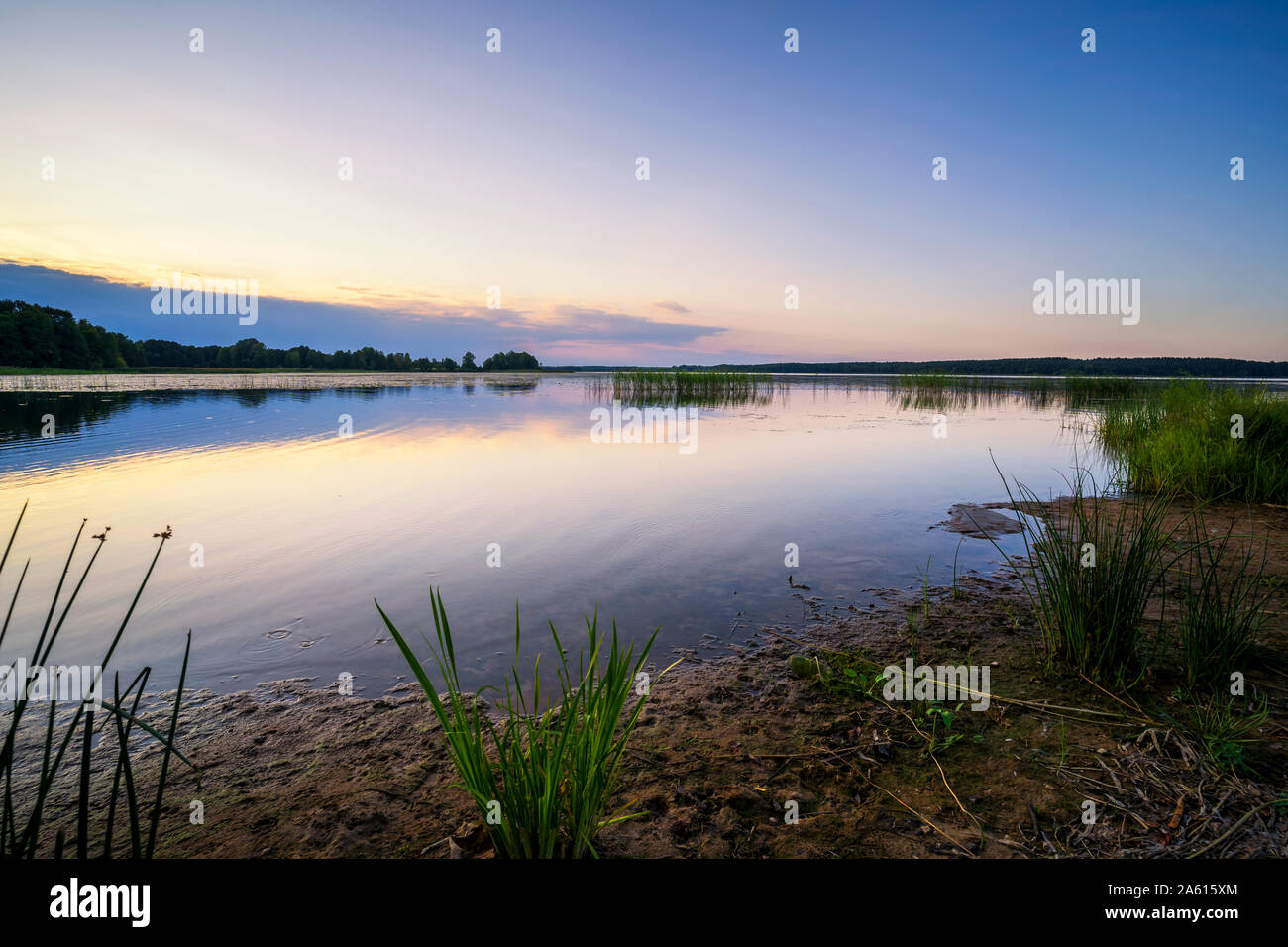 Sunset over Juglas lake, Latvian nature, Riga, Latvia, Europe Stock ...