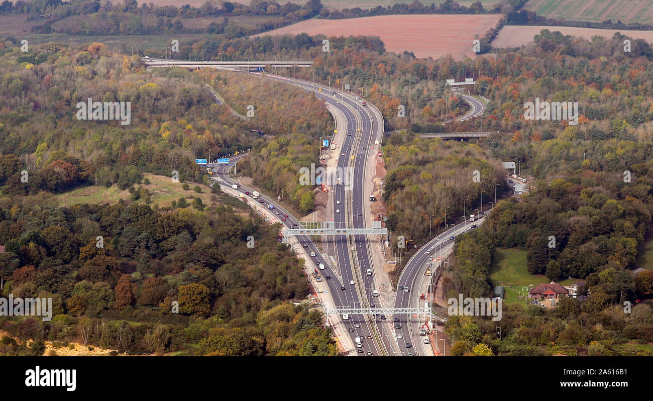 An aerial view of the M25 junction with the M23 in Surrey Stock Photo ...