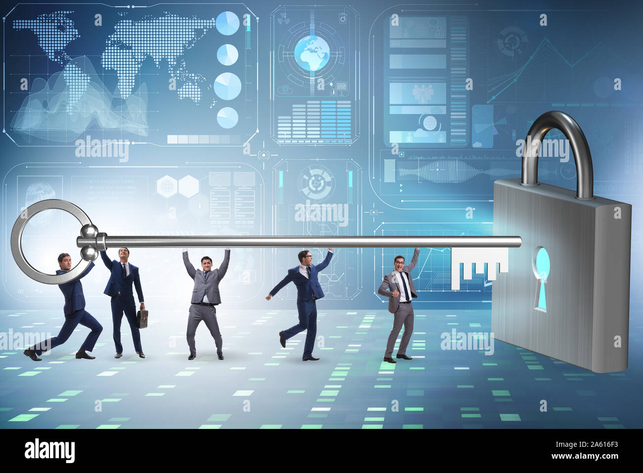 The businessmen unlocking new opportunity with key Stock Photo - Alamy