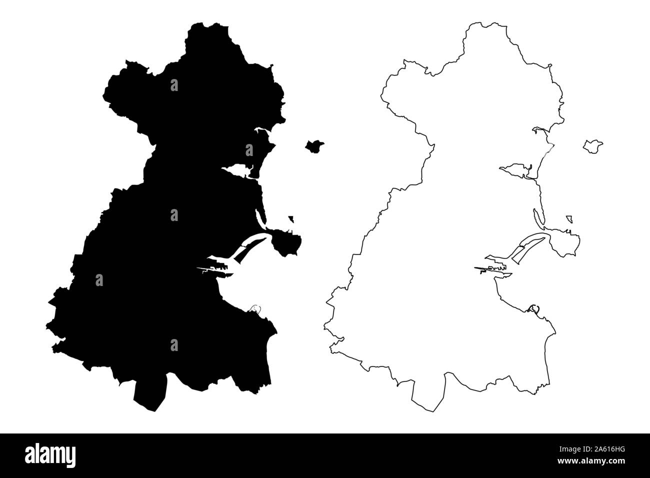 County Dublin (Republic of Ireland, Counties of Ireland) map vector ...