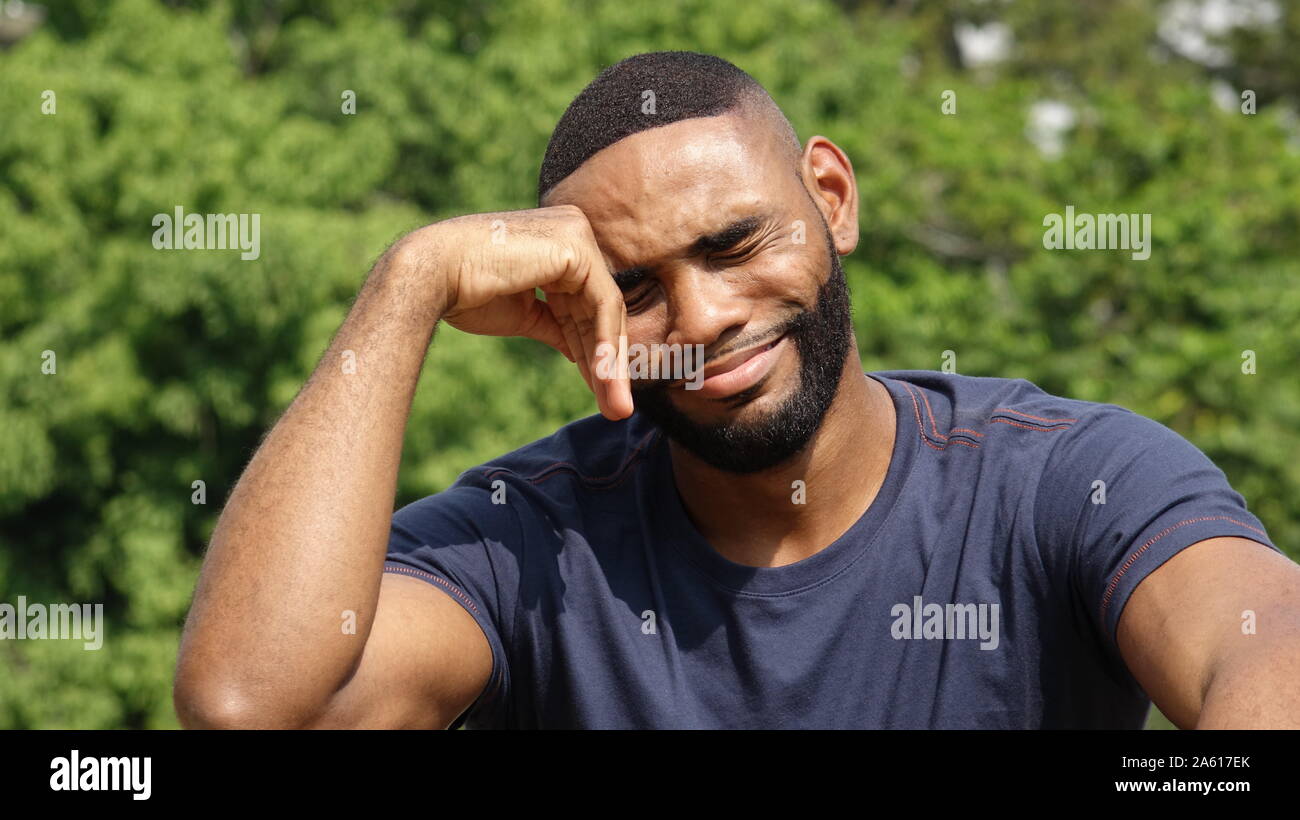 Crying Black Male Stock Photo - Alamy