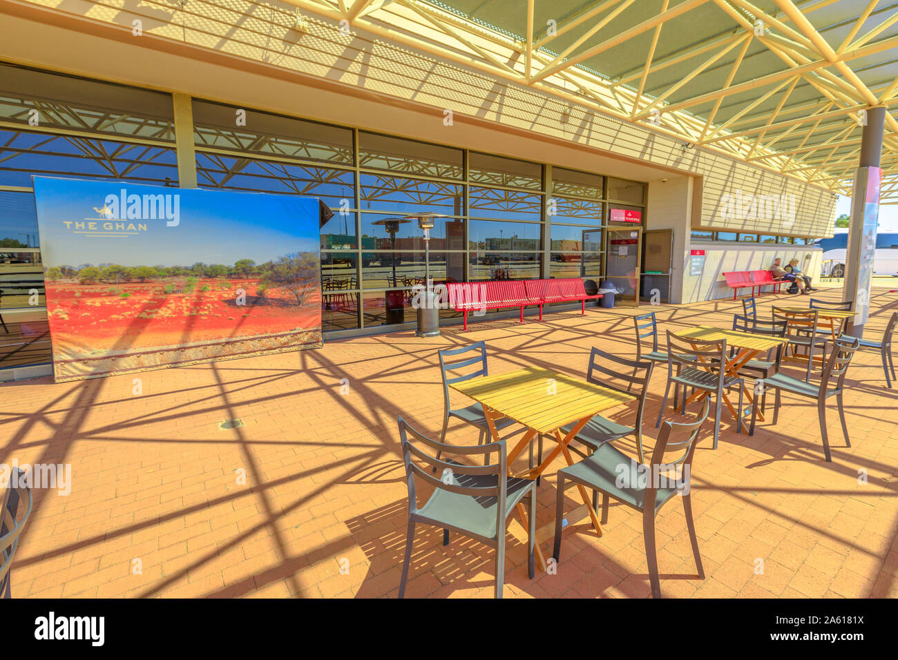Alice Springs, Northern Territory, Australia - Aug 29, 2019: tables and ...