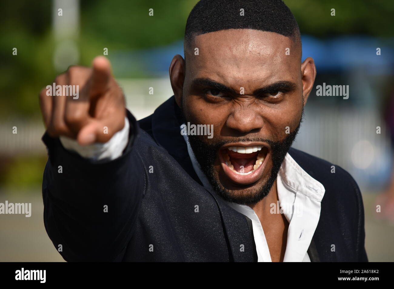 An Angry Unshaven Male Stock Photo - Alamy