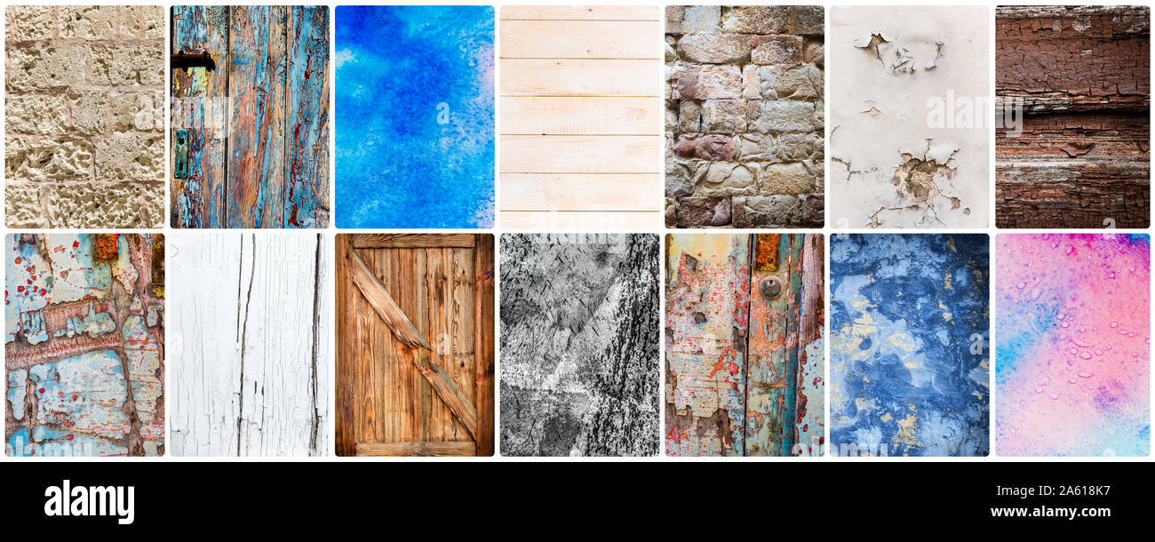 collage of different textural backgrounds Stock Photo - Alamy