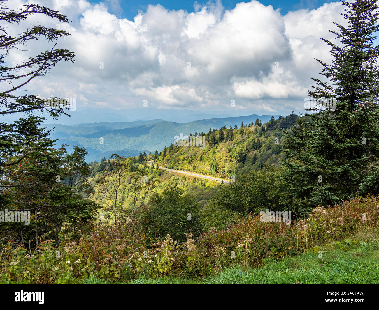 Blue Ridge Parkway in the Smoky Mountains of North Carolina in the ...