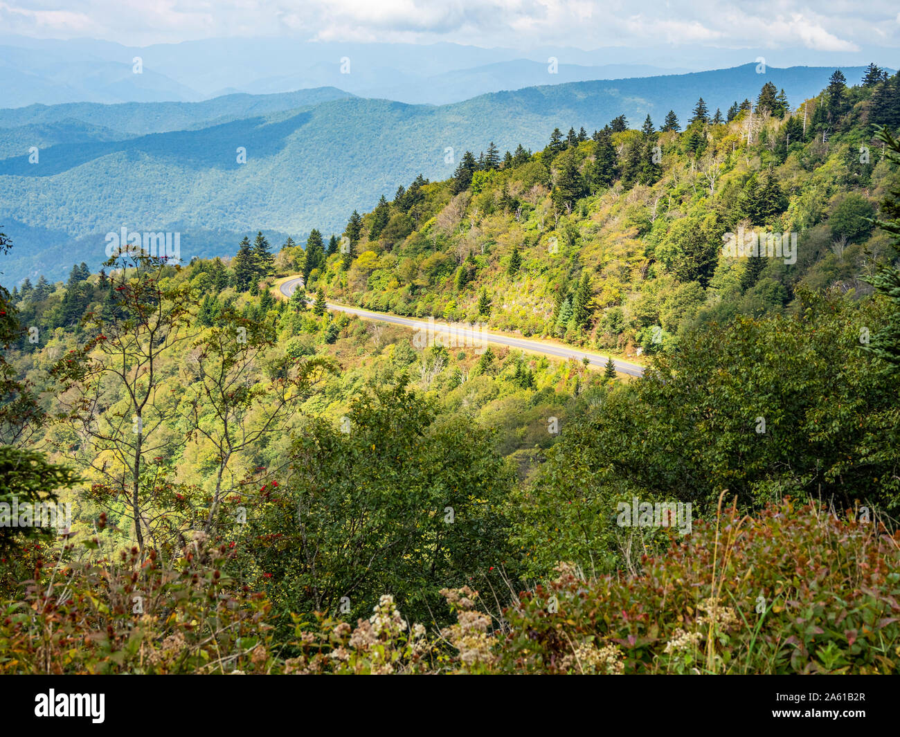 Blue Ridge Parkway in the Smoky Mountains of North Carolina in the ...