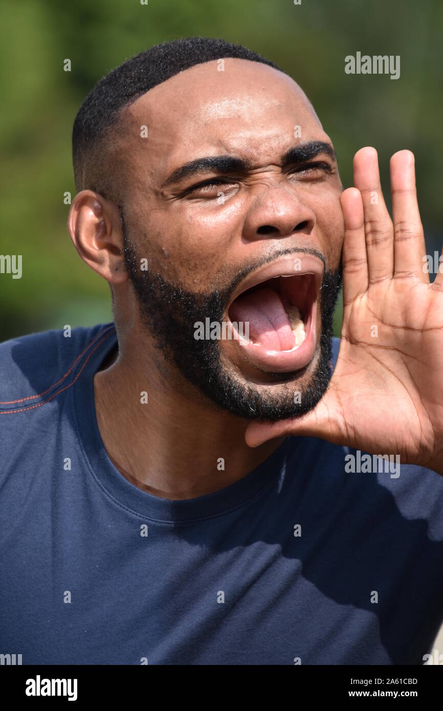 Shouting Handsome Male Stock Photo - Alamy
