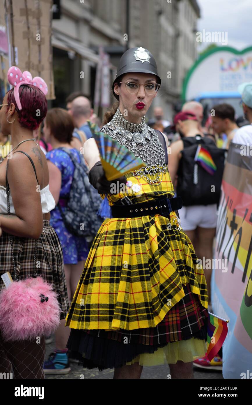 Colourful participant with a police helmet during the parade.The 50th ...