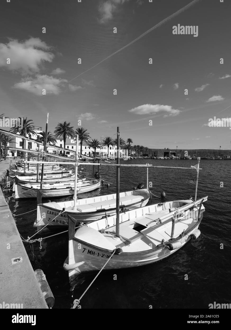Menorca harbour buildings Black and White Stock Photos & Images - Alamy