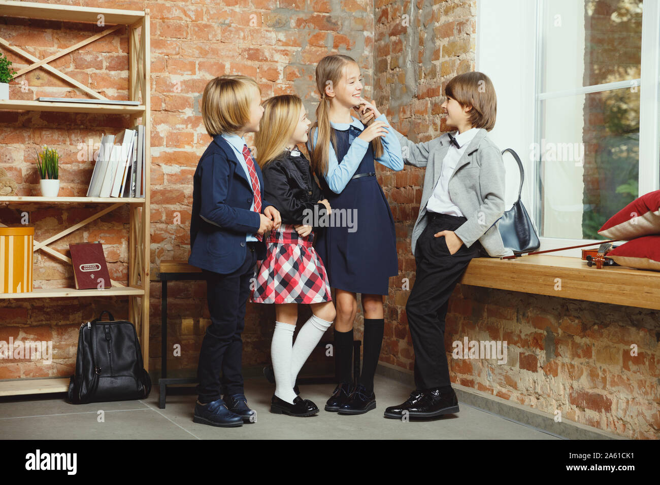 Group of kids spending time after school together. Handsome friends ...
