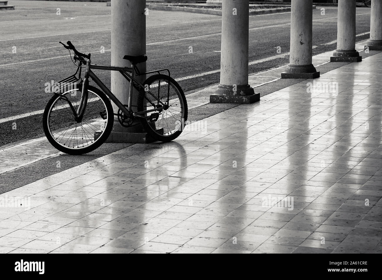 Yucatan, Mexico - October 2, 2005: Bicycle and columns Stock Photo - Alamy