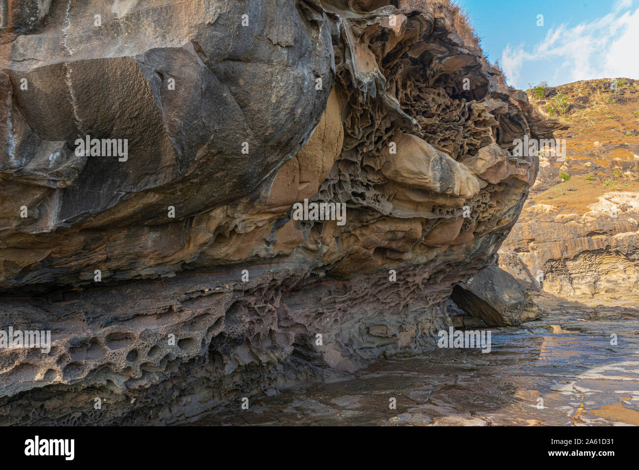 Rocks texture formed by waves seen at Harihareshwar beach,Raigad ...