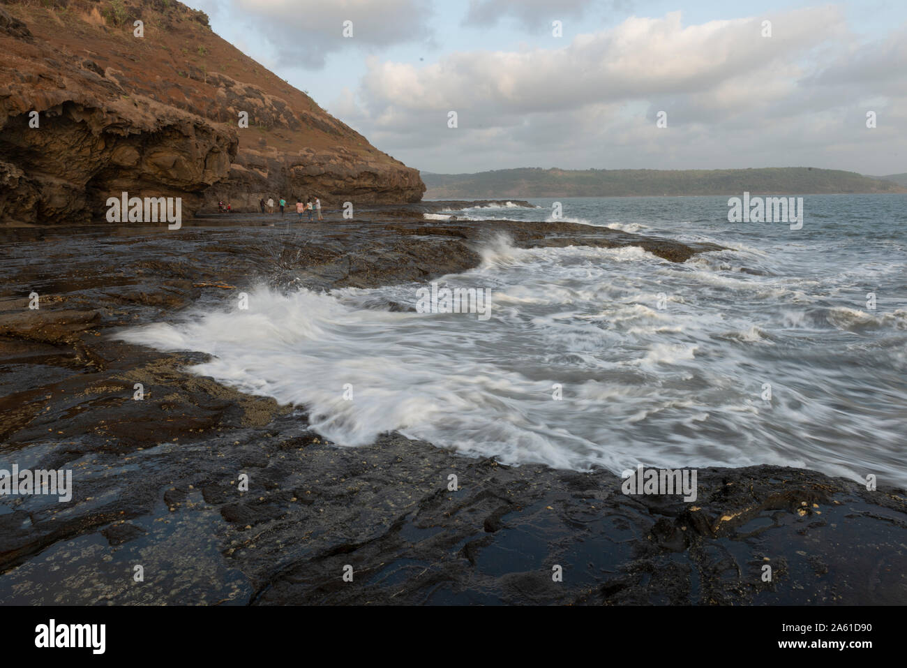 Rocky beach and waves seen at Harihareshwar beach,Raigad,Maharashtra ...