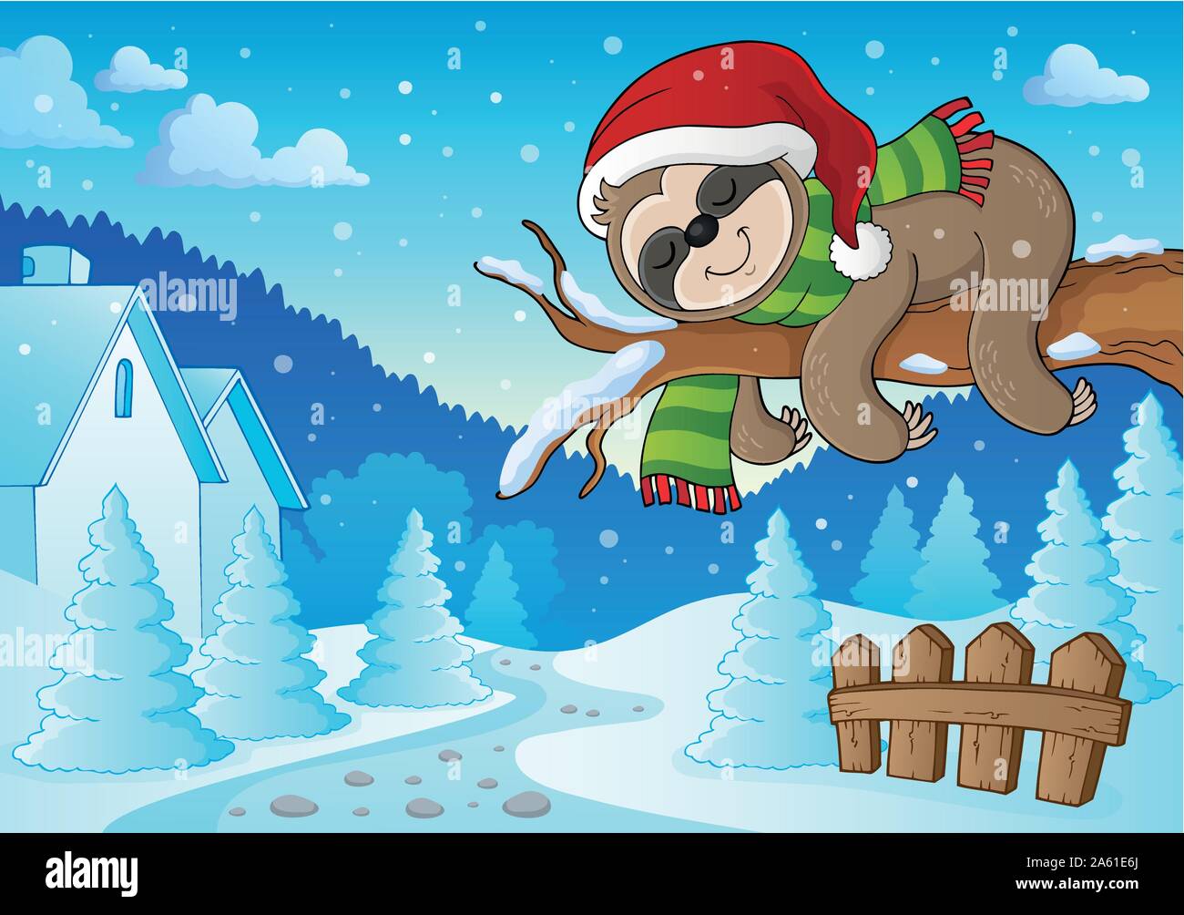 Christmas sloth theme image 3 - eps10 vector illustration Stock Vector ...