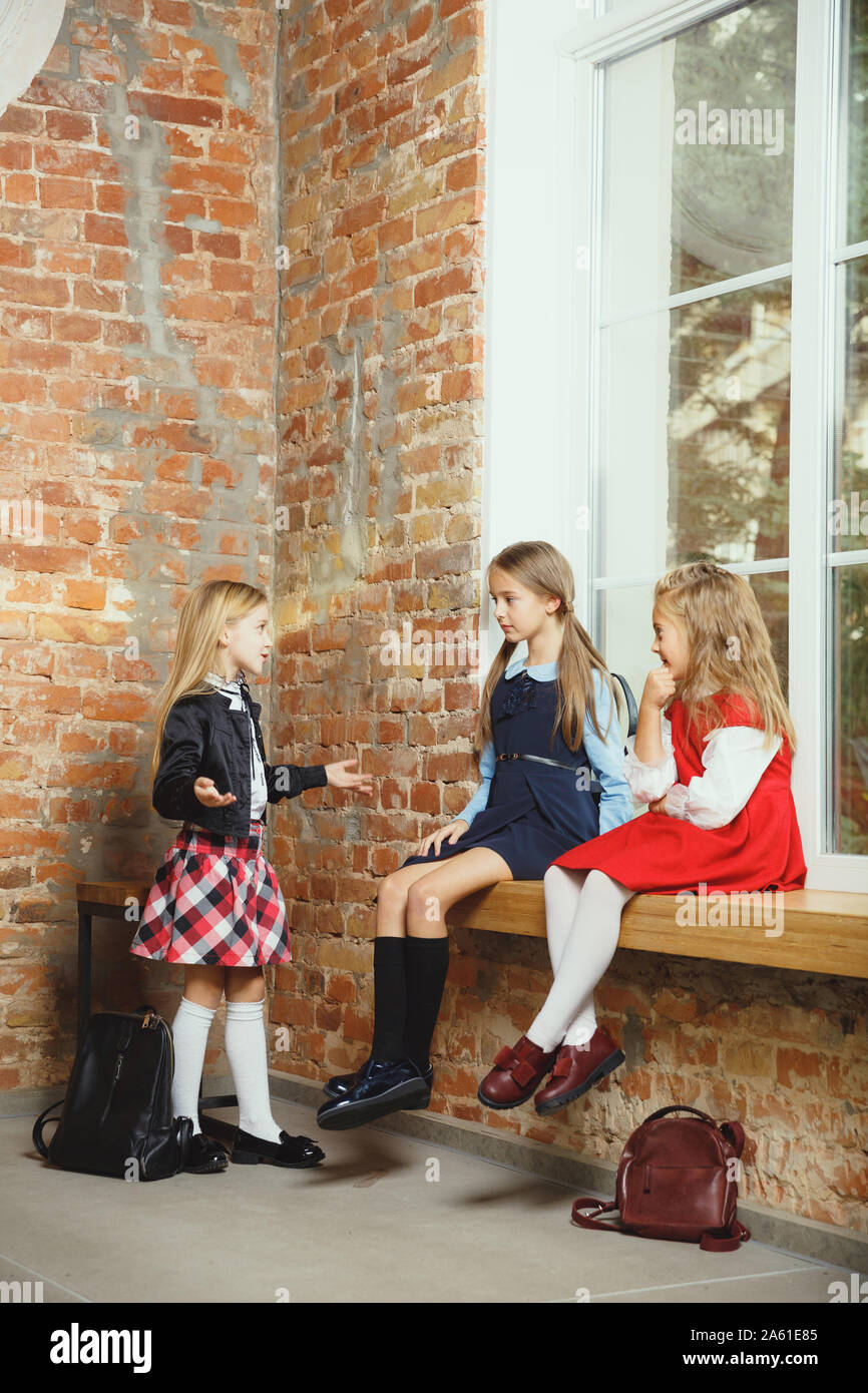 Group of kids spending time after school together. Handsome friends ...