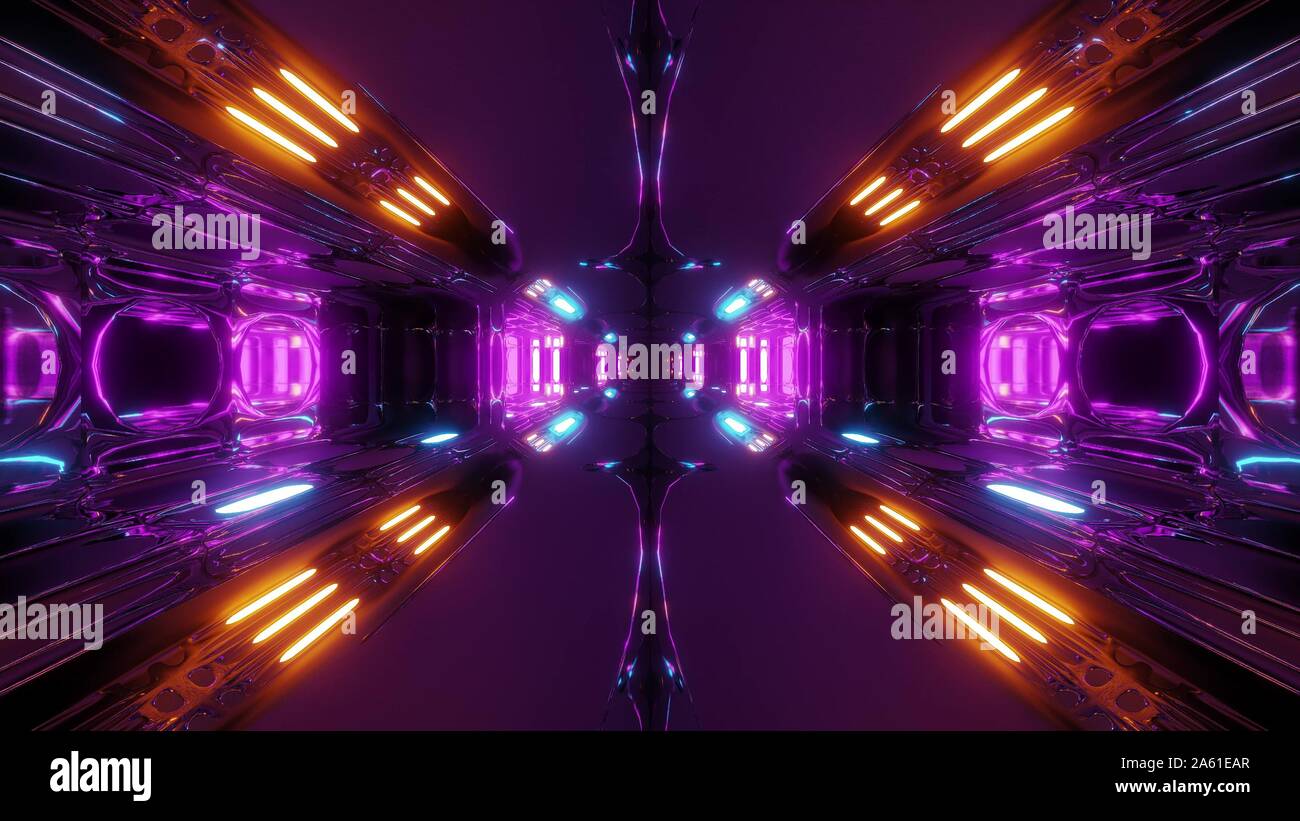 futuristic scifi space alien tunnel corridor with cool science-fiction ...