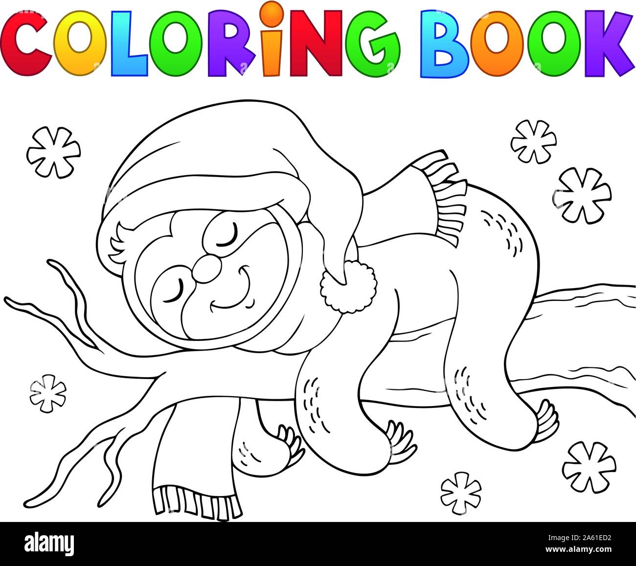 Coloring book winter sloth theme 1 - eps10 vector illustration Stock ...
