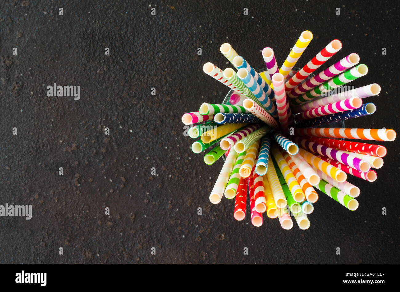 Colorful paper straws of different colors for cocktails and drinks on ...