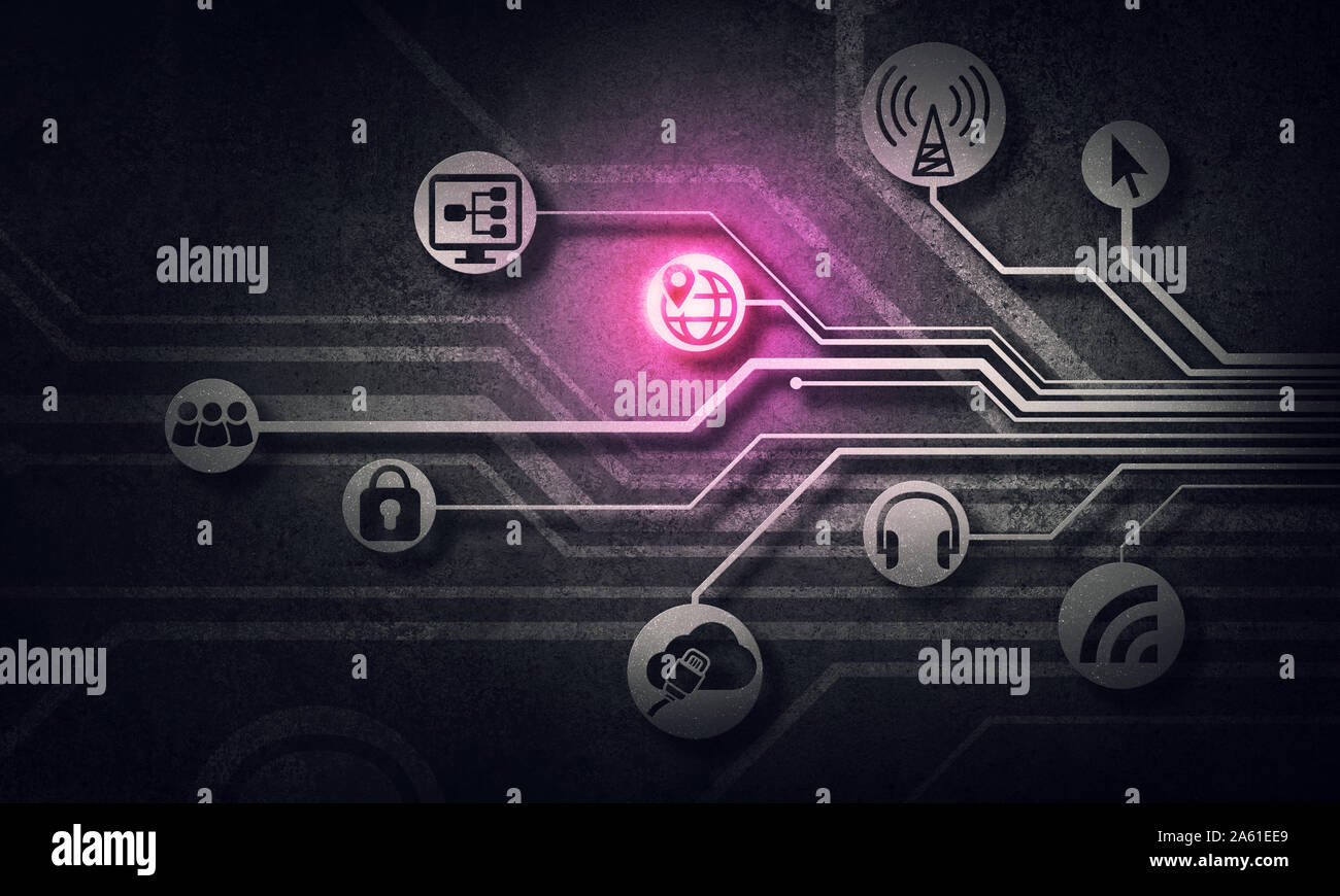 Digital background with social interaction and connection concept Stock ...