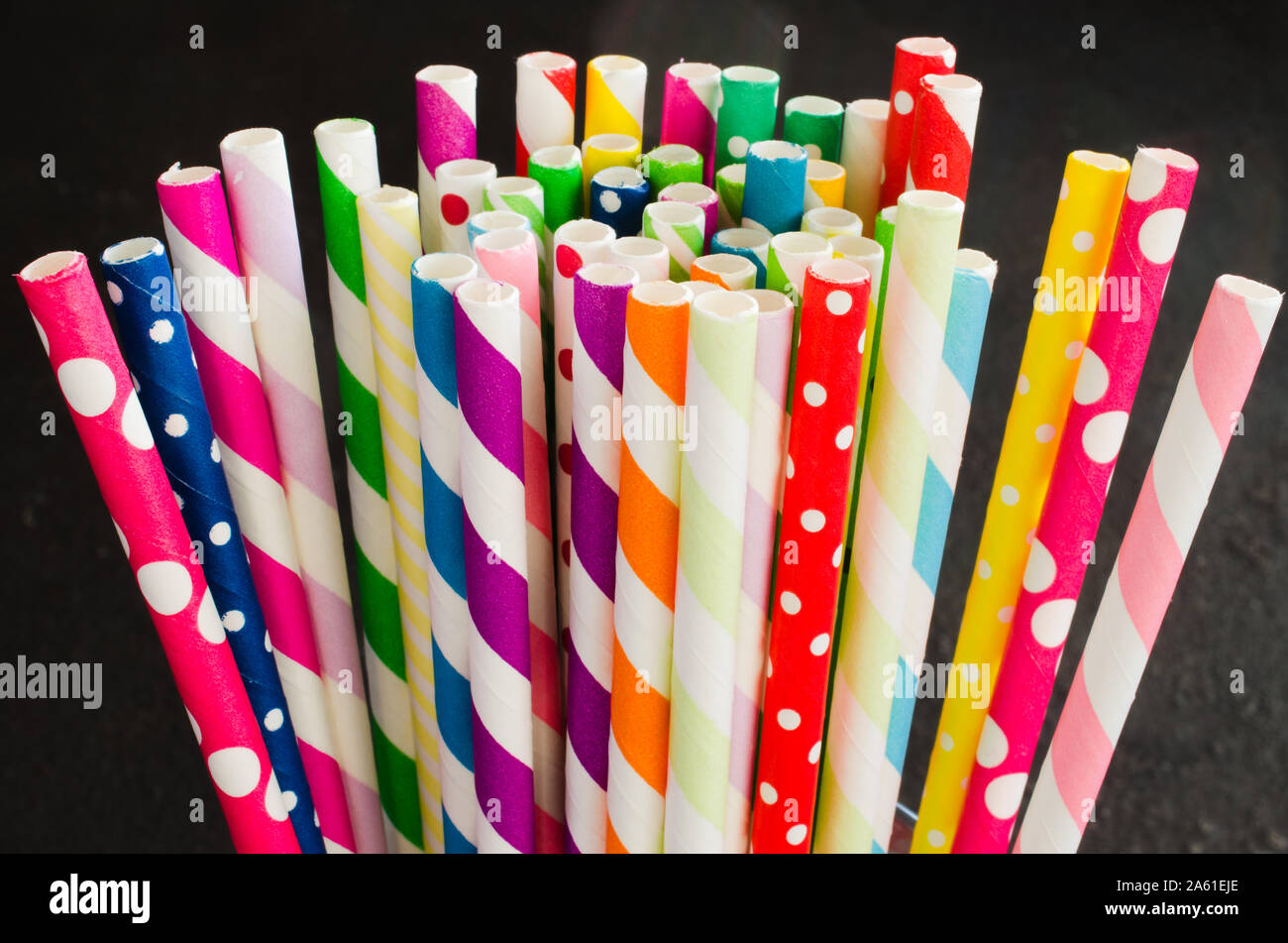 Colorful paper straws of different colors for cocktails and drinks on ...