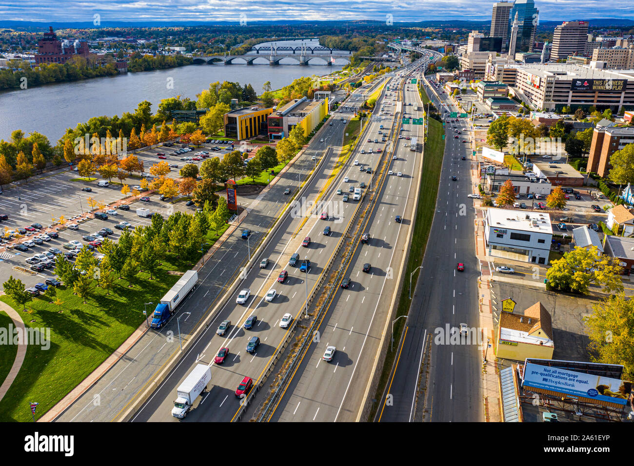 I-91 and the Connecticut River, Springfield, Massachusetts, USA Stock ...