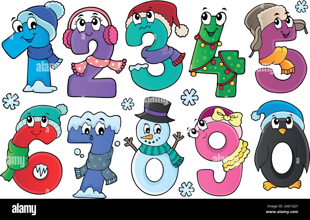 Winter numbers theme set 1 - eps10 vector illustration Stock Vector ...