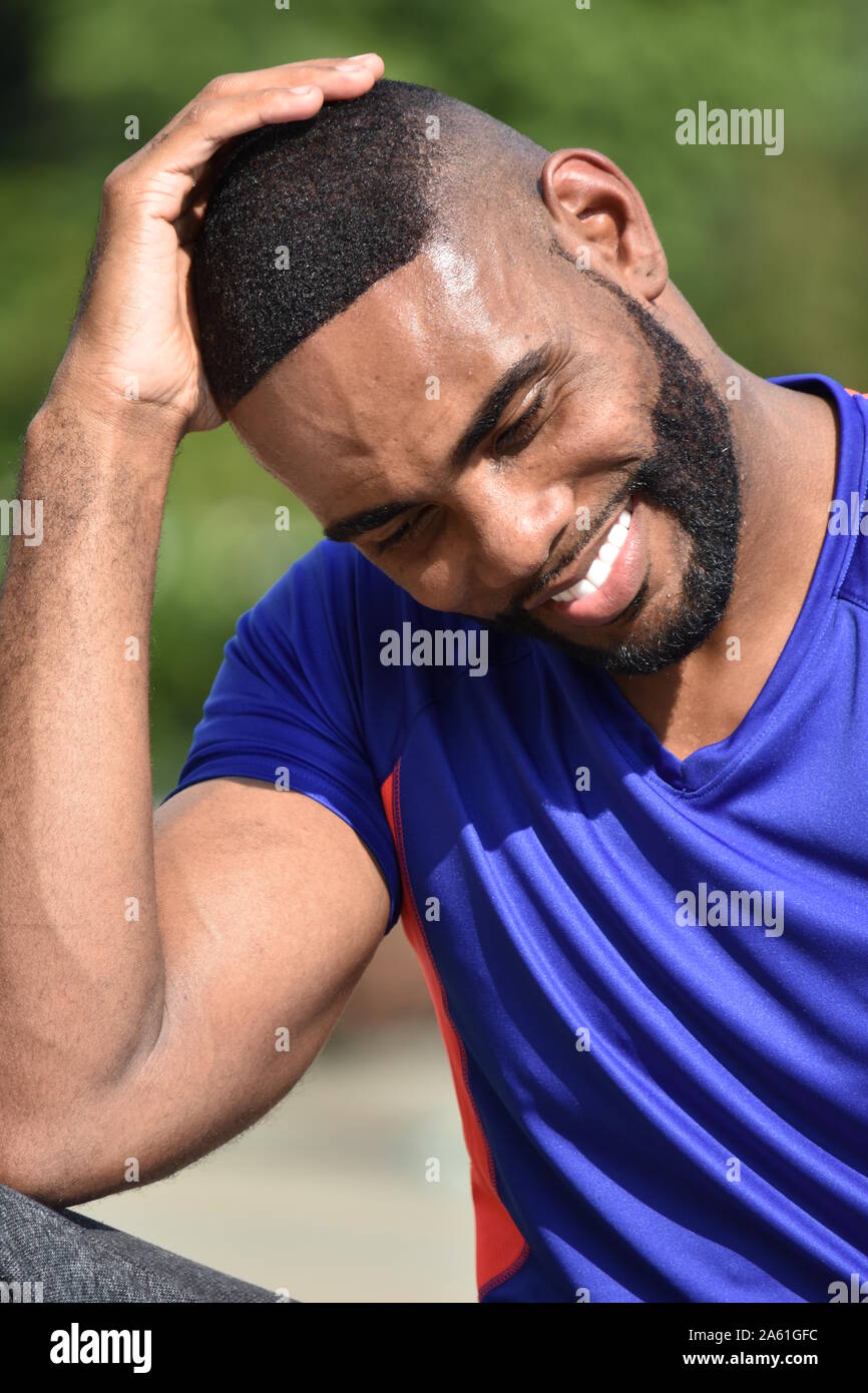 Male Athlete And Laughter Stock Photo - Alamy