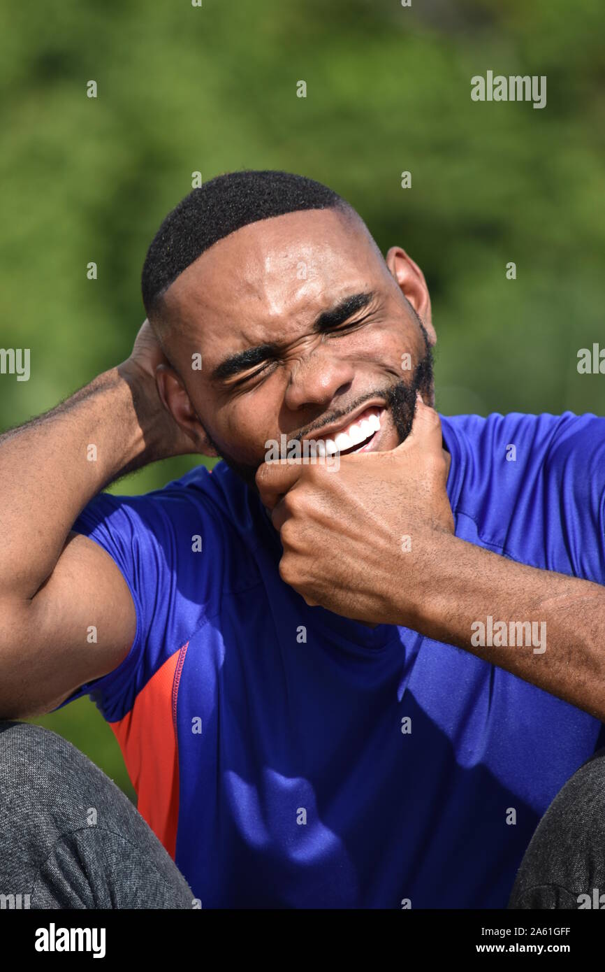 Male Athlete With Toothache Stock Photo - Alamy