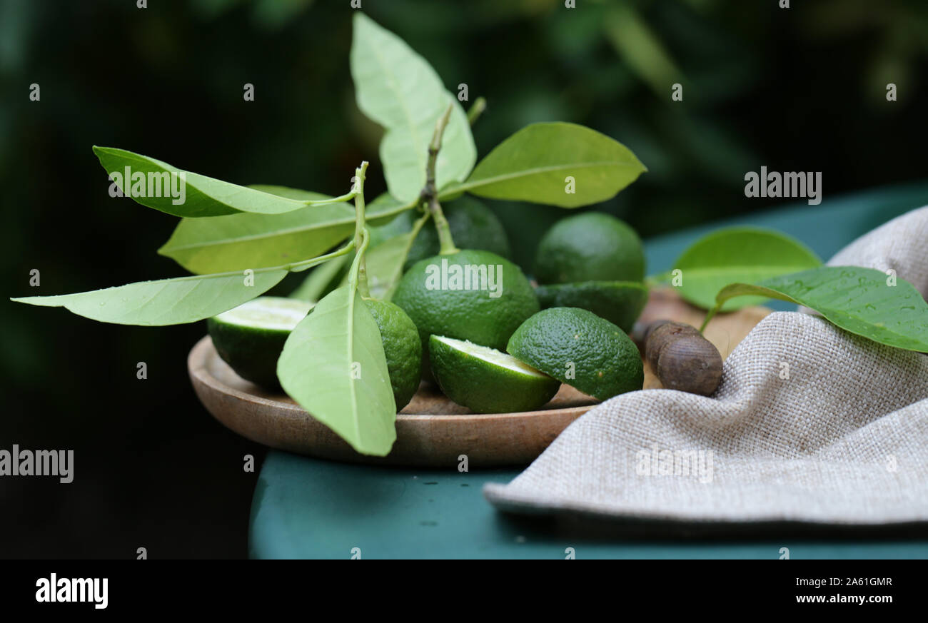 natural organic lime with green leaves Stock Photo - Alamy