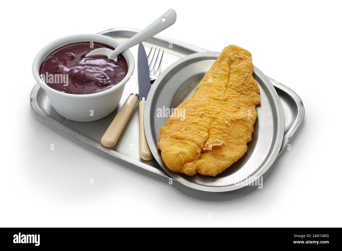 acai and fried catfish, brazilian food from amazon basin Stock Photo ...